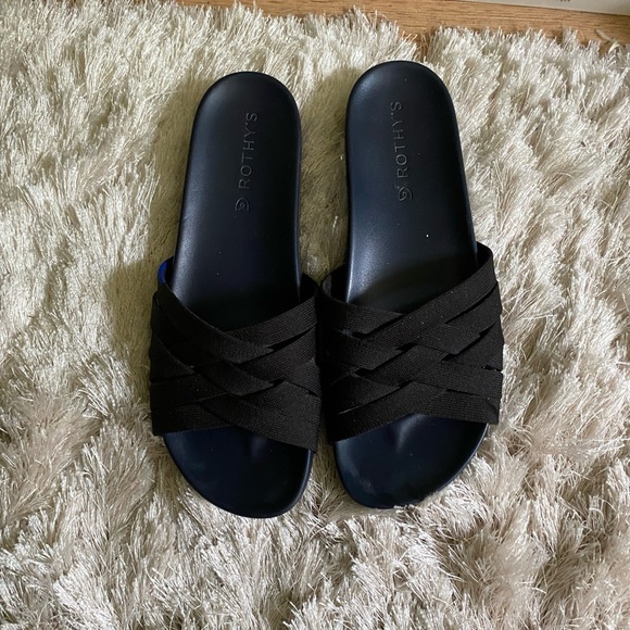 Rothy's | Shoes | Rothys Black Woven Slide Sandals | Poshmark